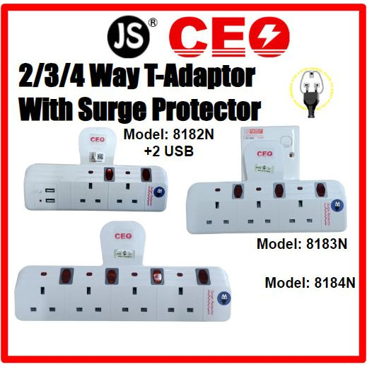 2/3/4 Way Gang T Adaptor Multiple Wall Extension Socket Plug with USB ...